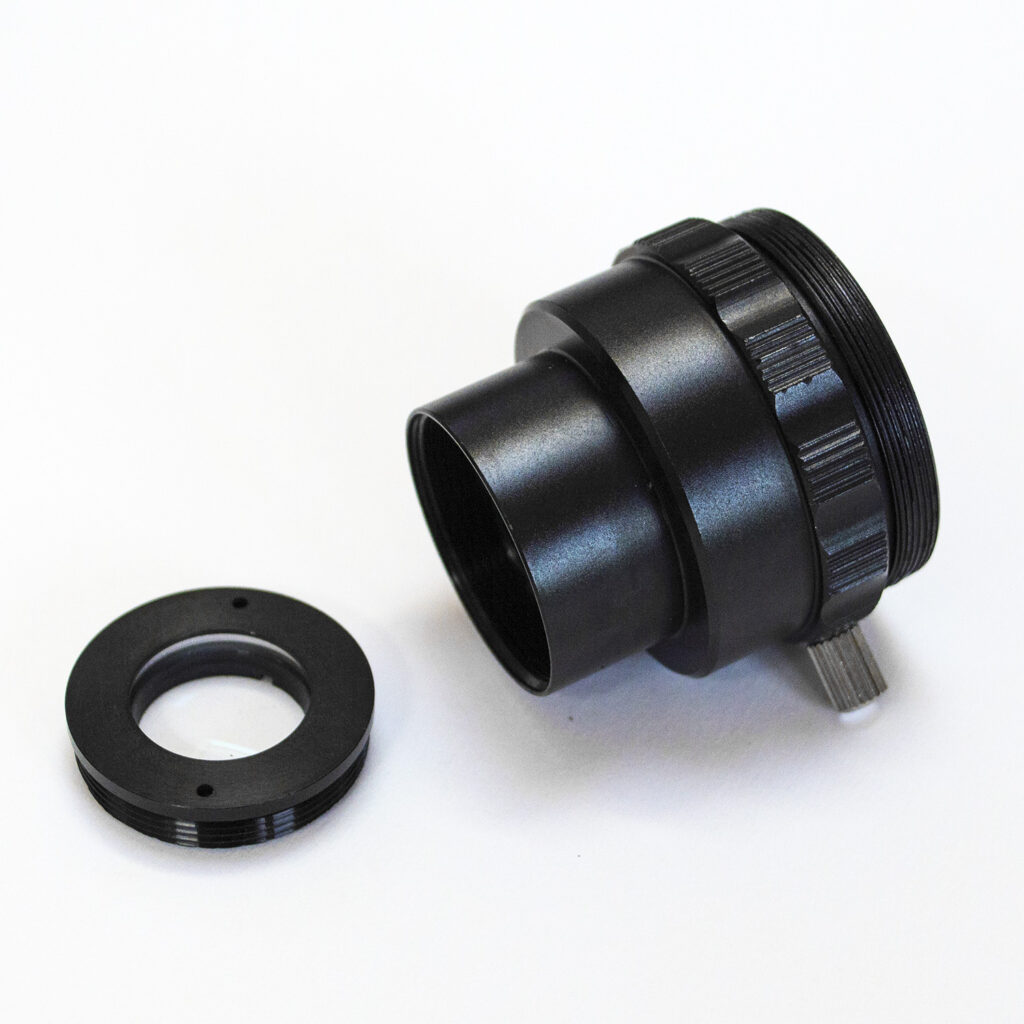 1.25" T-adapter combined with compact 2x Barlow lens