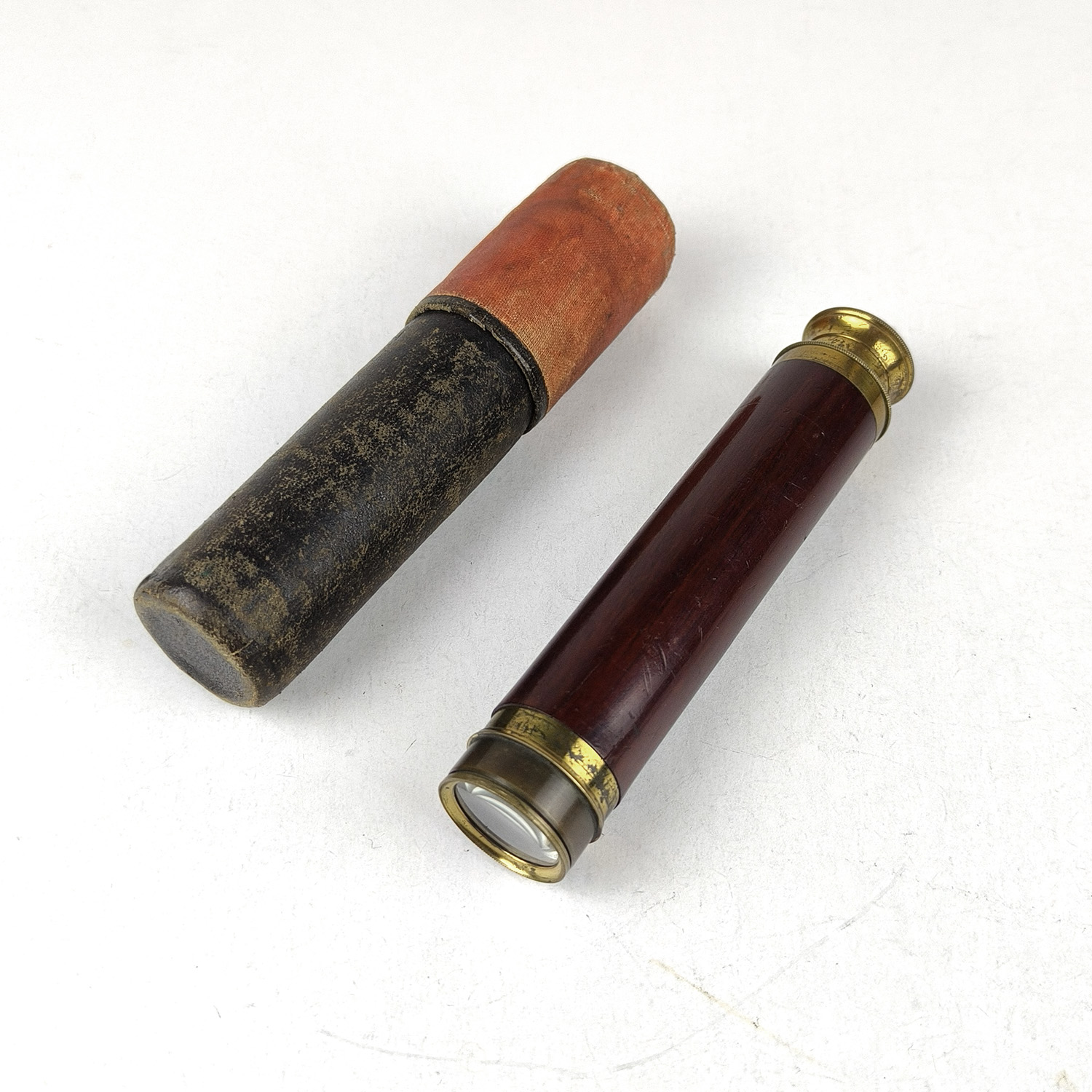 3-Draw Brass & Wood Compact Pocket Telescope. 24mm Objective Lens