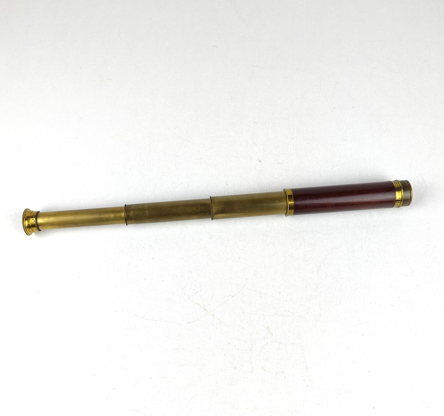 3-Draw Brass & Wood Compact Pocket Telescope. 24mm Objective Lens