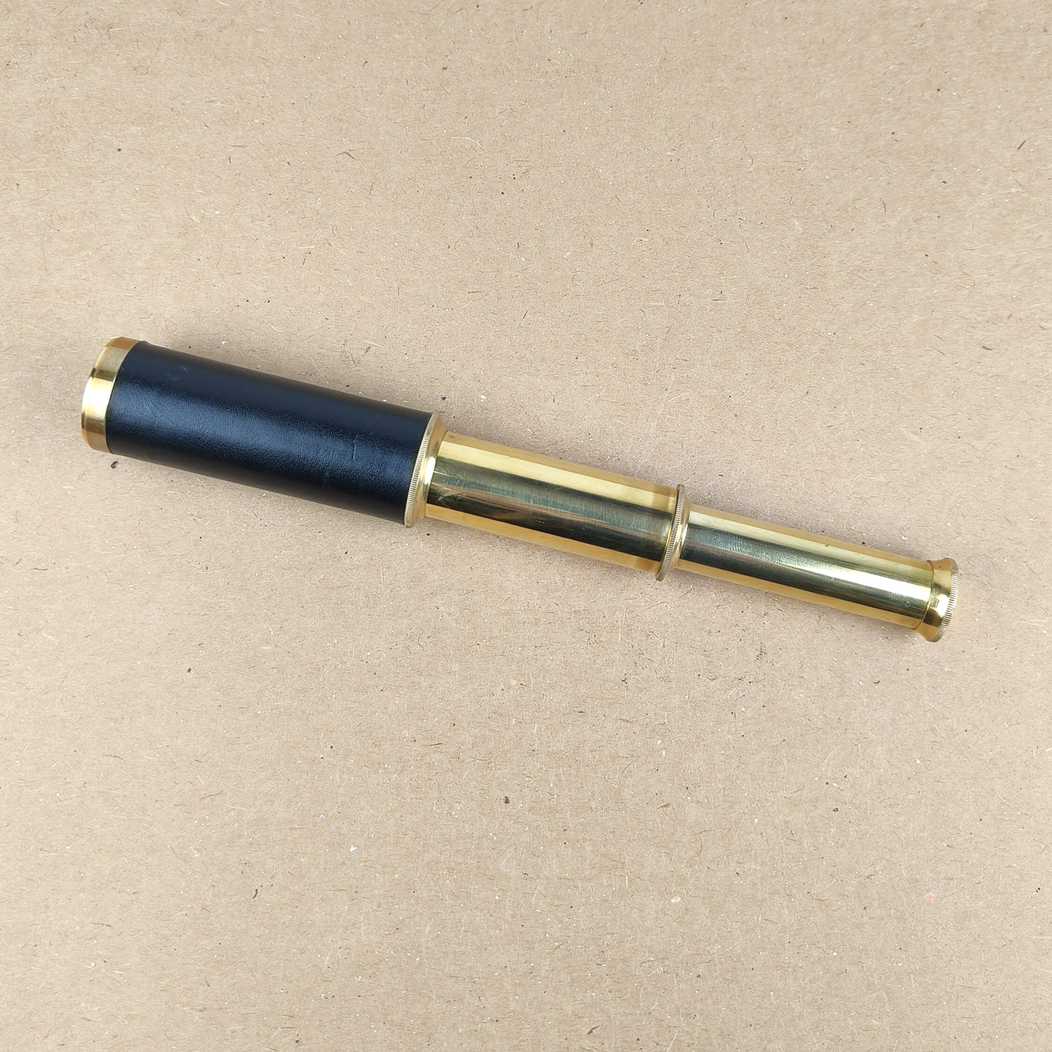 Vintage Style 2-Draw Brass Spyglass. 27mm Objective Lens. Black Barrel