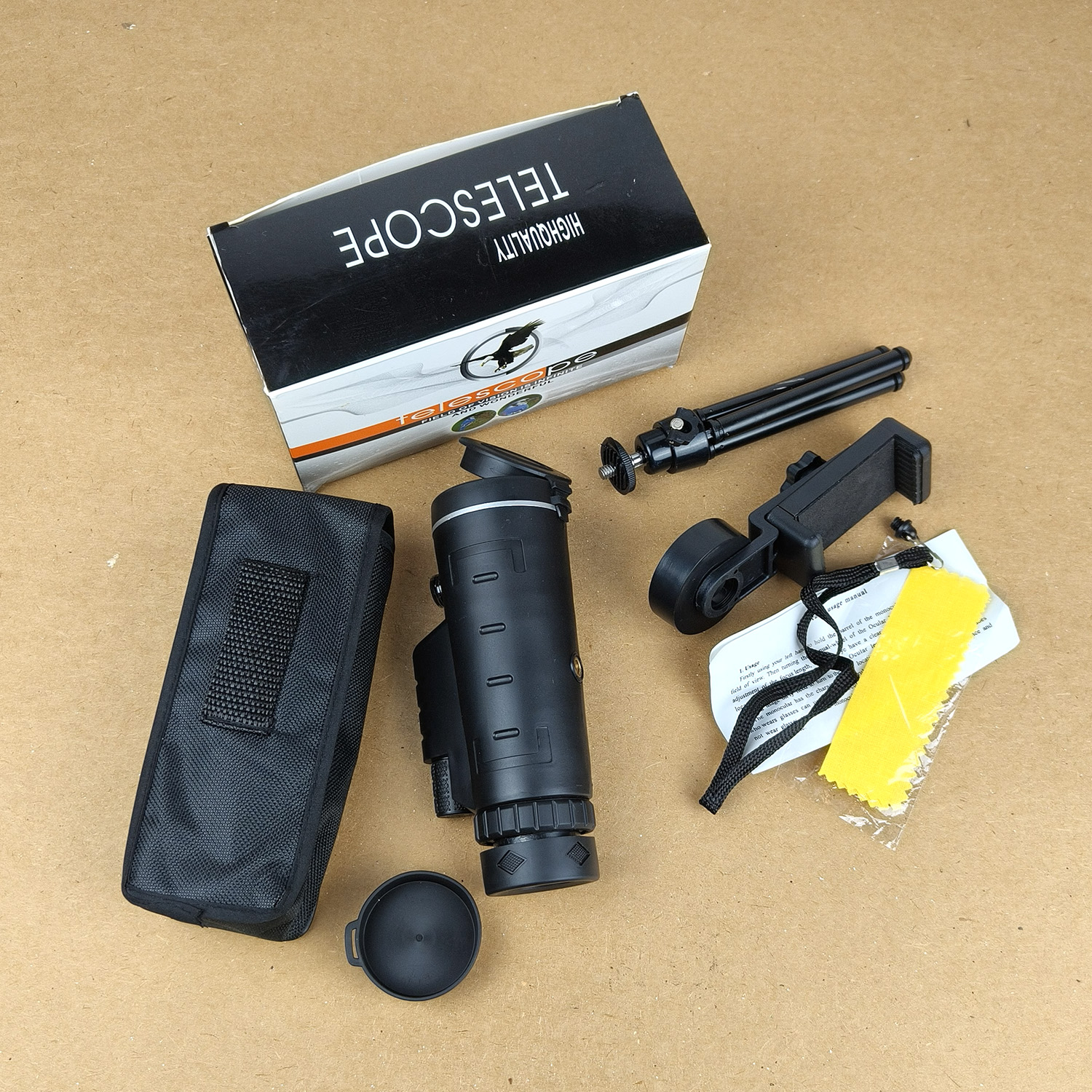 40x60 Monocular / Pocket Telescope with Mini Tripod & Mobile Phone ...